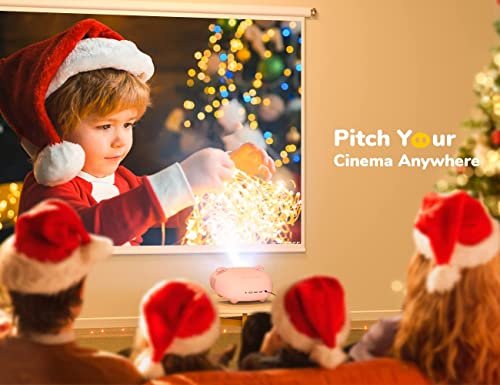 Mini Projector, Portable Video Projector w/ 1080P Supported and 300'' Display, LED Phone Projector for Kids Gifts, Cartoons TV Movie, Party Game, Compatible with HDMI, USB, TV Stick iOS & Android