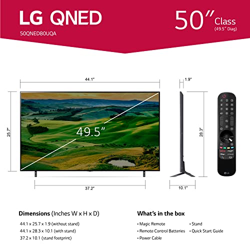 LG QNED80 Series 50-Inch Class QNED Mini-LED Smart TV 50QNED80UQA, 2022 - AI-Powered 4K TV, Alexa Built-In