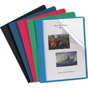 oxford clear front report covers, assorted colors, letter size, 25 per box (55813ee)