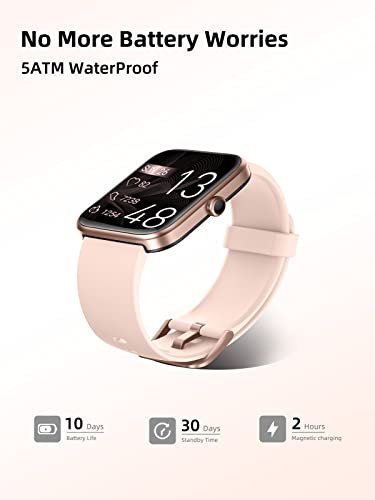 Alexa Smart Watch for Women, Alexa Built-in, RERE Fitness Tracker for Blood Oxygen, Heart Rate, Sleep Monitor, 1.69 inch Smartwatch for Android and iPhone, 5ATM Waterproof, 10 Day Battery Life, Pink