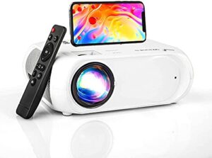 6500 lumens mini projector, led portable projector, video projector with 1080p full hd portable home theater projector, compatible with ios / android, ps4, xbox, pc, tv (white)