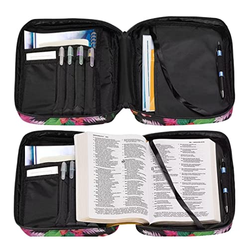 Pzuqiu Fire Basketball Bible Covers for Women Men Boys Girls Bible Carrying Case Church Bible Bag with Handle and Zipper