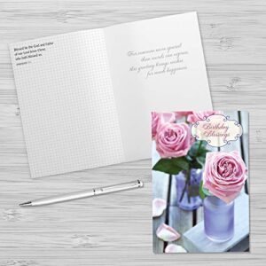 Designer Greetings Faithfully Yours Inspirational Birthday Boxed Card Assortment, Teacup Wishes with Biblical Scripture Verses (Box of 12 Greeting Cards with Envelopes), Purple (658-00510-000)