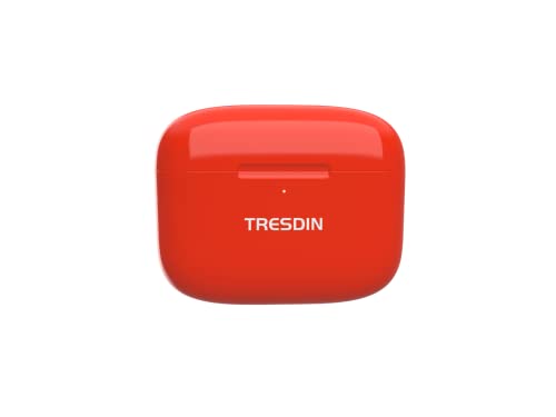 TRESDIN Jello2 Foxconn Made True Wireless Stereo Noise Cancelling Headset Bluetooth 5.0 Compatible with TV Smart Phone Laptop Wireless Charging IPX4 Waterproof Travel Mountaineering red