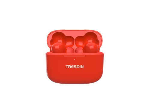 TRESDIN Jello2 Foxconn Made True Wireless Stereo Noise Cancelling Headset Bluetooth 5.0 Compatible with TV Smart Phone Laptop Wireless Charging IPX4 Waterproof Travel Mountaineering red