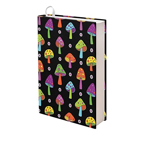 Tongluoye Colorful Mushrooms Flowers Book Cover Protector for Girls Fashion Book Covers for Soft Cover Books with Ribbon Bookmark Made of Durable Polyester Materials Lightweight Book Pouch