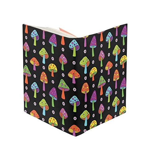 Tongluoye Colorful Mushrooms Flowers Book Cover Protector for Girls Fashion Book Covers for Soft Cover Books with Ribbon Bookmark Made of Durable Polyester Materials Lightweight Book Pouch