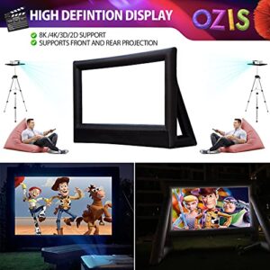 OZIS 16Ft Inflatable Outdoor and Indoor Movie Projector Screen - Blow up Mega Cinema Theater Projector Screen with 240W Blower - Supports Front and Rear Projection - for Backyard Party Barbecue Travel