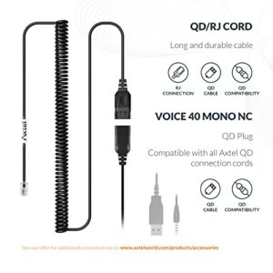 Axtel Bundle Voice 40 Mono NC with AXC-01 Cable | Noise Cancellation - Compatible with Avaya 2400/4600 Series, Mitel 6800 Series, NEC DTL/ITL Series, Nortel, Polycom VVX Series