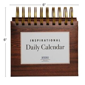 Motivational & Inspirational Perpetual Daily Flip Calendar with Self-Standing Easel (Woodgrain)