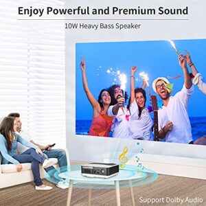 Bluetooth HD 1080P Video Projector 9000Lumen High Brightness Smart Android Home Theater System 200" Display Wireless TV Projectors for Mobile Phones Laptop, USB HDMI VGA 10W Speaker