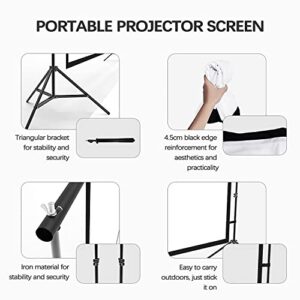 Portable Tripod Projector Screen, Foldable Indoor Outdoor Screen 16:9 4K HD Rear Front Movie Screen, for Home Theater Cinema Wedding Party Office Presentation,120in