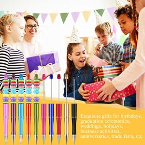 50 Pieces Plastic Beadable Pen Bulk Bead Ballpoint Pen Shaft Black Ink Beaded Pens with 50 Refills for DIY Making Gift Kids Students Office School Supplies (Bright Color)