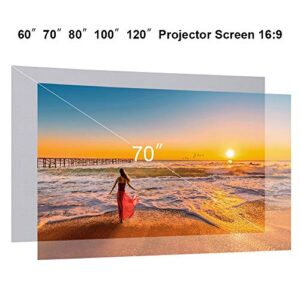 XXXDXDP Portable Projector Screen 16:9 Frameless Video Projection Screen Foldable Wall Mounted for Home Office 60/70/80/100/120inch ( Size : 60 inch )