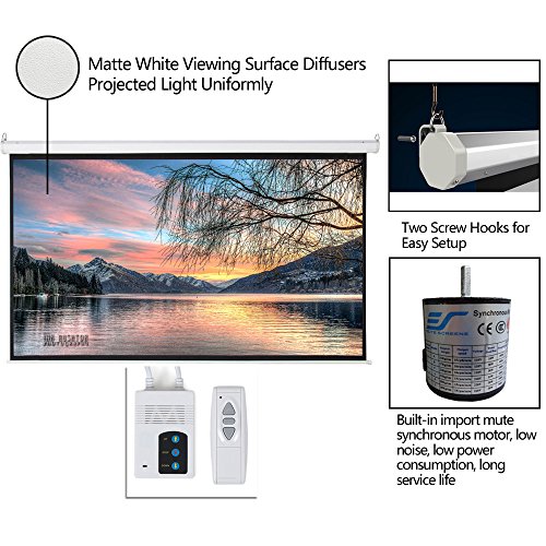 Auto Motorized Projector Screen, HD Portable Projection Screen with Remote Control, Wall/Ceiling Mounted Electric Movie Screen Wrinkle-Free, Great for Home Office Theater TV Usage (80" x 45")