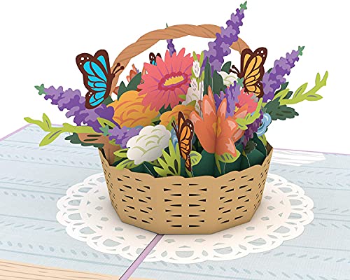 Lovepop Flower Basket Pop Up Card, 5x7 – 3D Card for Mom, Card for Wife, Paper Flower Card, Thank You Card, Thinking of You, Appreciation Card