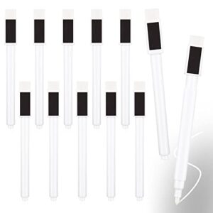 12 Pack Fine Tip Dry Erase Magnetic Markers with Eraser Cap, Magnetic Dry Erase Liquid Chalk Markers Pen Whiteboard Markers for School Office Home Dry Erase Boards and Whiteboards(White)