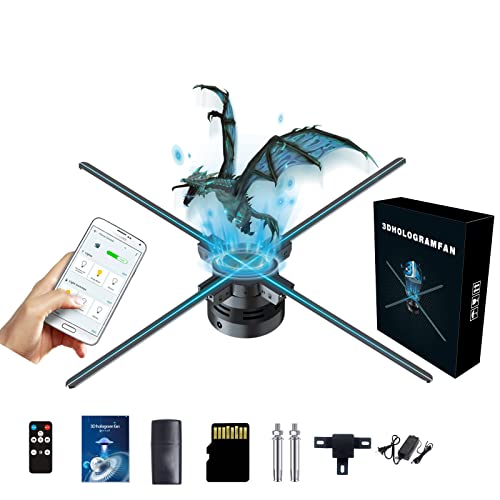 3D Hologram Fan, Holographic Fan with 700 Video Library, Spinning 3D Led Fan for Shop, Bar, Casino, Party Advertising Display 22" HD WiFi Version(App with WiFi Sound and Splicing)