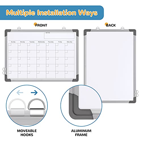 Monthly Calendar Dry Erase Whiteboard for Wall, 16" x 12" Small Magnetic Dry Erase Board, Hanging Double-Sided White Board, Portable Board for Drawing, Kitchen, Planning, Memo, School, Home, Office