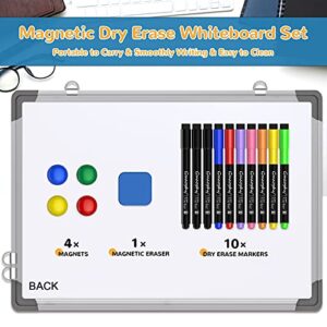 Monthly Calendar Dry Erase Whiteboard for Wall, 16" x 12" Small Magnetic Dry Erase Board, Hanging Double-Sided White Board, Portable Board for Drawing, Kitchen, Planning, Memo, School, Home, Office