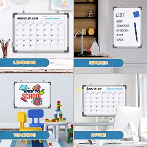 Monthly Calendar Dry Erase Whiteboard for Wall, 16" x 12" Small Magnetic Dry Erase Board, Hanging Double-Sided White Board, Portable Board for Drawing, Kitchen, Planning, Memo, School, Home, Office