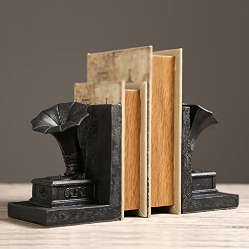 Book Ends for Shelves Bookends Creative Retro Bookend Bookshelf Resin Heavy Books Anti-Slip Book Ends Home Office Phonograph Decorative Book Stoppers Office Book Stand