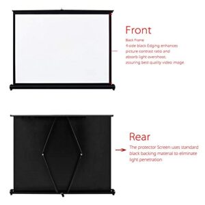 VIBY Portable 40 50inch Projector Screen 16:9 Manual Pull Up Folding Project Screen Home Theater for DLP Projector Handheld Projector (Size : 40 inch)