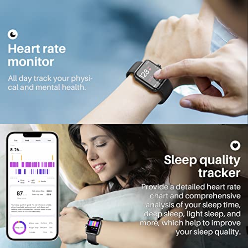 TOZO S2 40mm Mini Smart Watch Alexa Built-in Fitness Tracker with Heart Rate, Blood Oxygen and Sleep Monitor 5ATM Waterproof HD Color Touchscreen for Men Women Compatible with iPhone&Android Black