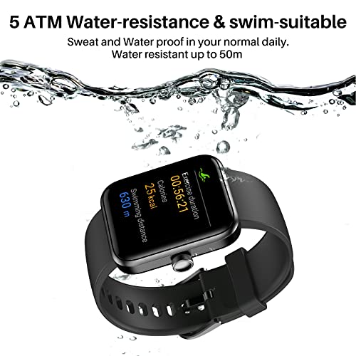 TOZO S2 40mm Mini Smart Watch Alexa Built-in Fitness Tracker with Heart Rate, Blood Oxygen and Sleep Monitor 5ATM Waterproof HD Color Touchscreen for Men Women Compatible with iPhone&Android Black