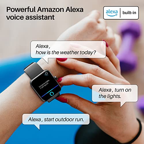 TOZO S2 40mm Mini Smart Watch Alexa Built-in Fitness Tracker with Heart Rate, Blood Oxygen and Sleep Monitor 5ATM Waterproof HD Color Touchscreen for Men Women Compatible with iPhone&Android Black