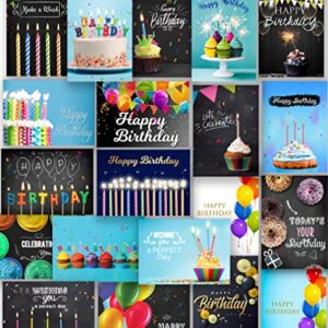 100 Happy Birthday Cards in Bulk with Envelopes, Stickers and Generic Birthday Greetings Inside – Large 5x7 Inches, 20 Unique Designs Notes, Thick Cardstock, Matte Finished in a Sturdy Box