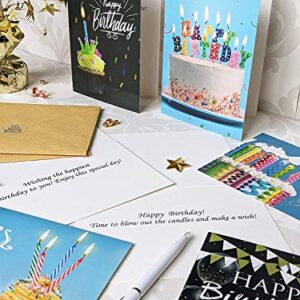 100 Happy Birthday Cards in Bulk with Envelopes, Stickers and Generic Birthday Greetings Inside – Large 5x7 Inches, 20 Unique Designs Notes, Thick Cardstock, Matte Finished in a Sturdy Box