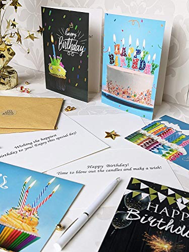 100 Happy Birthday Cards in Bulk with Envelopes, Stickers and Generic Birthday Greetings Inside – Large 5x7 Inches, 20 Unique Designs Notes, Thick Cardstock, Matte Finished in a Sturdy Box