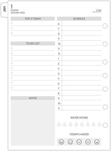 2023 Planner Refill, One Page Per Day, Daily & Monthly, Appointment Schedule, Priorities, Daily To Do, Notes (Classic, Size 4, Jan 2023 - Dec 2023)