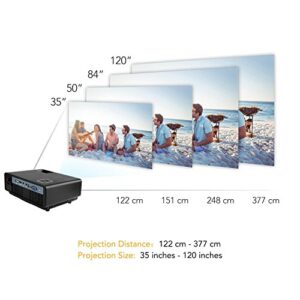 GAOHAILONG Mini Projector Portable Multimedia 1000 Lumens Home Theater Movies Parties 1080P HD and HDMI USB VGA AV ATV Input led, Black