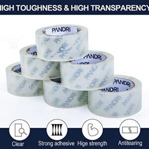 PANDRI Clear Packing Tape, 18 Rolls Heavy Duty Packaging Tape for Shipping Packaging Moving Sealing, 1.88 inches Wide, 65 Yards Per Roll, Total 1170 Yards