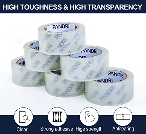 PANDRI Clear Packing Tape, 18 Rolls Heavy Duty Packaging Tape for Shipping Packaging Moving Sealing, 1.88 inches Wide, 65 Yards Per Roll, Total 1170 Yards