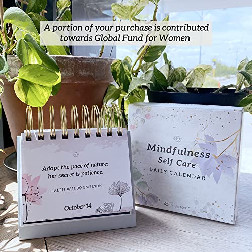 MESMOS Perpetual Desk Calendar with 366 Mindfulness Self Care Quotes, Cute Desk Accessories & Office Decor for Women, Relaxing & Inspirational Gifts for Women, Anxiety Relief Items, Desk Decorations