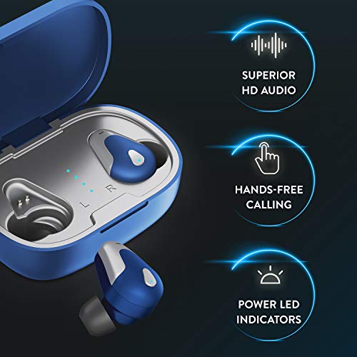 Helix True Wireless Earbuds, Bluetooth 5.0 Headphones, HD Audio with Unrivaled Bass, SecureLock Fit, Auto-Pairing, Hands Free Calling, Blue