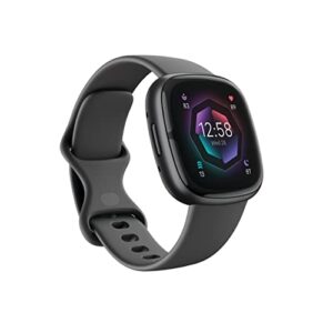 fitbit sense 2 advanced health and fitness smartwatch with tools to manage stress and sleep, ecg app, spo2, 24/7 heart rate and gps, shadow grey/graphite, one size (s & l bands included)