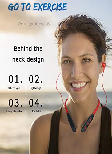 QT S Bluetooth Neckband Headphones, HD Sound V5.0 Wireless Neckband Headset Stereo Noise Cancelling Sweat/Waterproof Sports Earphones for Gym Workout Travel Business Earbuds Music & Playtime 10 Hours