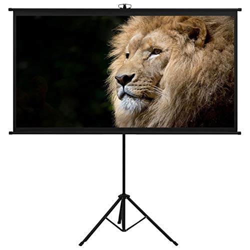 Tidyard Projection Screen with Tripod Stand 108 Inch Indoor Outdoor 16:9 Portable 160 Degree Projector Screen for Classroom, Home Theatre Movies, Public Display