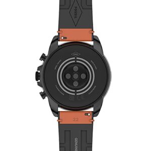 Fossil Unisex Gen 6 44mm Stainless Steel and Leather Touchscreen Smart Watch, Fitness Tracker, Color: Black, Brown (Model: FTW4062V)