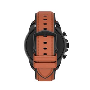 Fossil Unisex Gen 6 44mm Stainless Steel and Leather Touchscreen Smart Watch, Fitness Tracker, Color: Black, Brown (Model: FTW4062V)