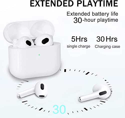 Wireless Earbuds, 30H Playtime AirProBluetooth Headphones with Wireless Charging Box, IPX7 Waterproof in-Ear Ear Buds, Clear Calls Built-in Microphone Stereo Touch Earphones, for iPhone Huawei Samsung