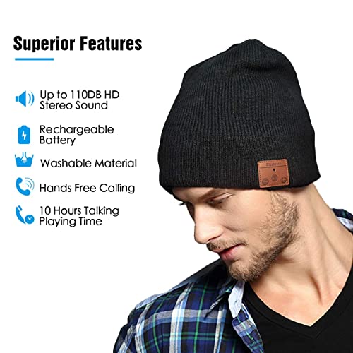 ZRUHIG Bluetooth Beanie,Stereo Knit Music Hat with Bluetooth V5.0 Wireless Hats Headphone Upgraded Unisex Knit Bluetooth Beanie Suitable for Outdoor Sports,Gift…