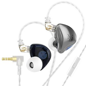 kz zex earbud headphones,3.5mm wired in-ear headphones with detachable cables, hifi professional stereo deep bass, noise isolating in-ear earphones(graphite,with mic)