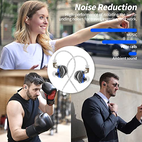 KZ ZEX Earbud Headphones,3.5mm Wired in-Ear Headphones with Detachable Cables, HiFi Professional Stereo Deep Bass, Noise Isolating in-Ear Earphones(Graphite,with Mic)