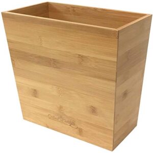 bamboo waste basket | waste basket for bathroom | waste basket for office | great office trash cans for near desk | bathroom trash can | bedroom trash can | trash can small wastebasket bamboo decor (1, 10,6″ x 5.75″ x 10″)