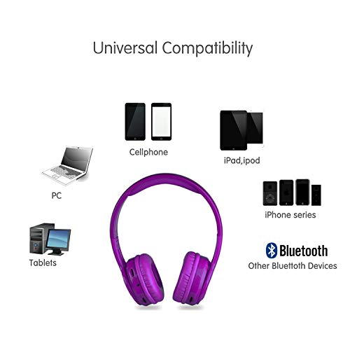 Contixo KB-2600 Premium Headphones for Kids - 85db Volume Limiter - Over-Ear and Build-in Mic Wireless Children Headphones for Boys - Foldable Heaphones for iPhone/iPad/Smartphones/Laptop/PC (Purple)